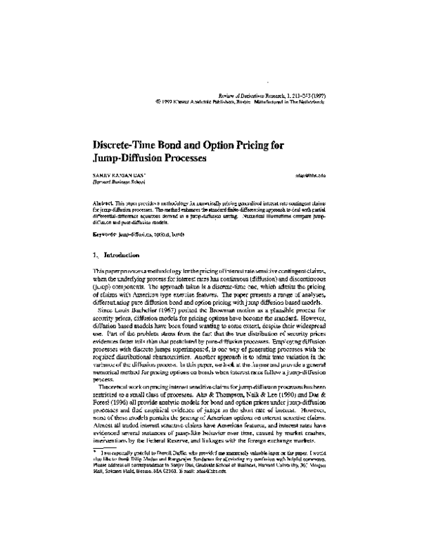 (PDF) Discrete-time bond and option pricing for jump-diffusion processes