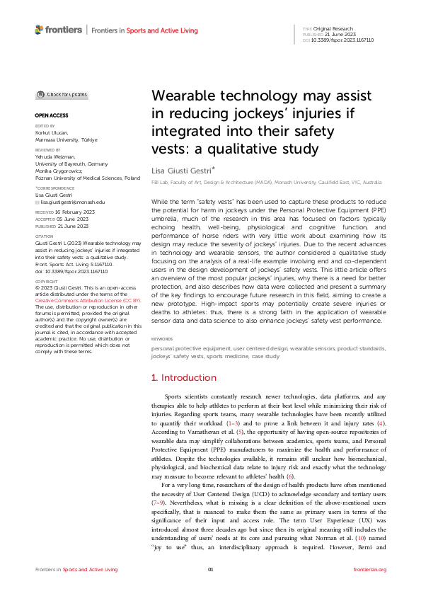 (PDF) Wearable technology may assist in reducing jockeys' injuries if ...