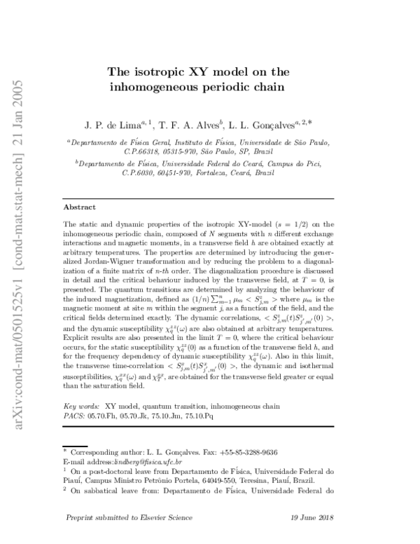 (PDF) The isotropic model on the inhomogeneous periodic chain