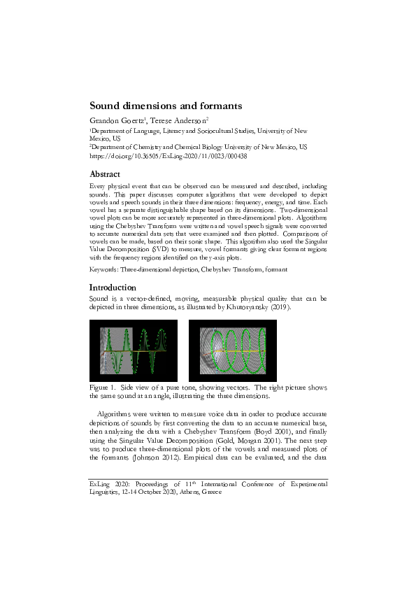 (PDF) Sound dimensions and formants