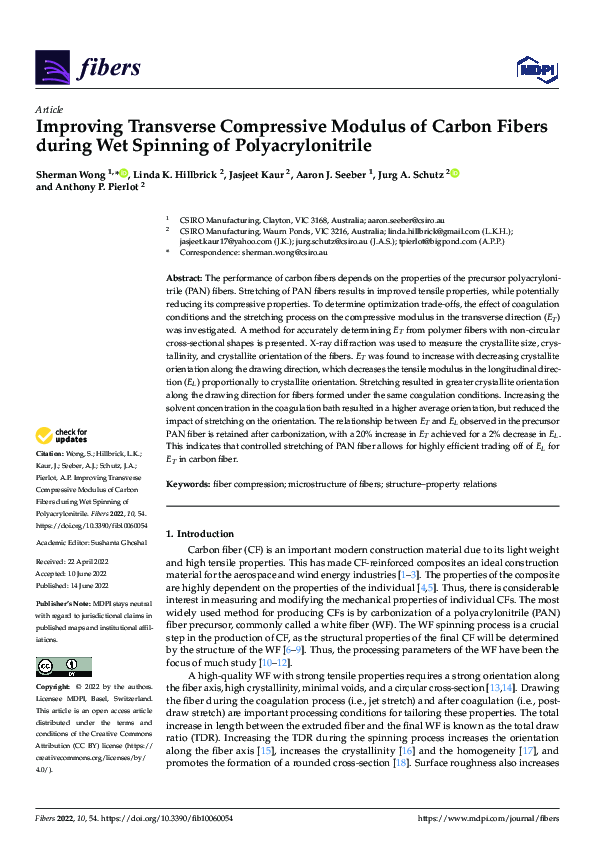 Pdf Improving Transverse Compressive Modulus Of Carbon Fibers During Wet Spinning Of