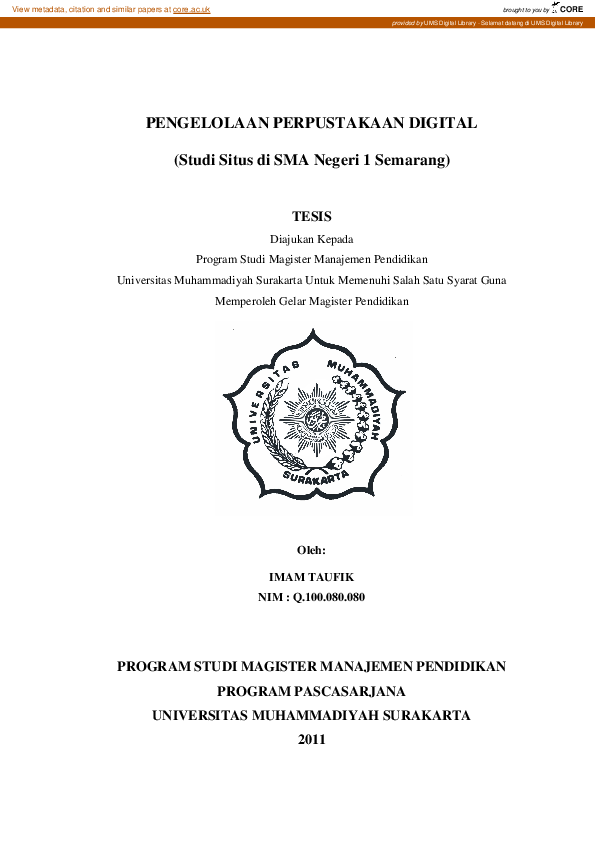(PDF) PENGELOLAAN PERPUSTAKAAN DIGITAL (Studi Situs di SMA Negeri 1 ... (PDF) PENGELOLAAN PERPUSTAKAAN DIGITAL (Studi Situs di SMA Negeri 1 ...