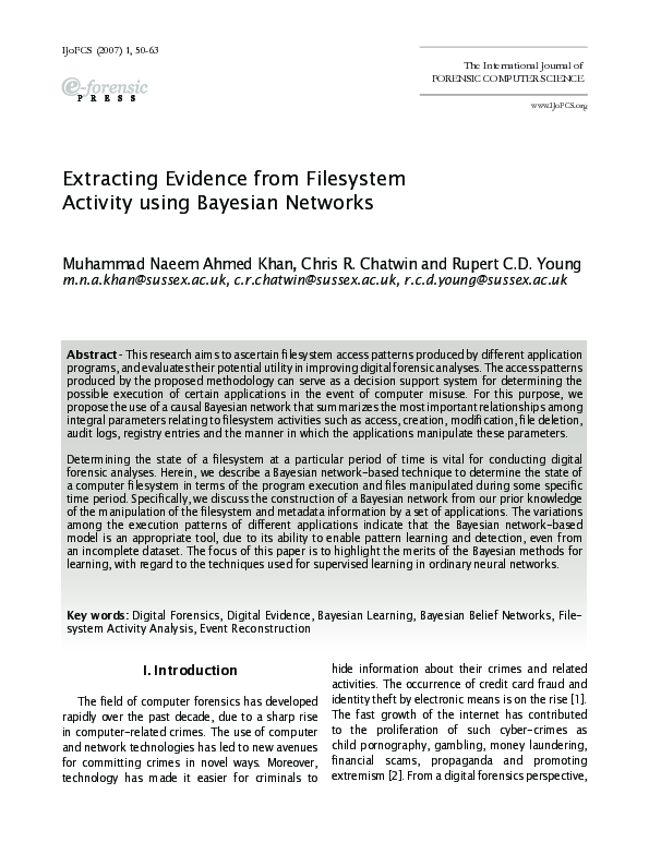 (PDF) Extracting Evidences from Filesystem Activity Using Bayesian Network