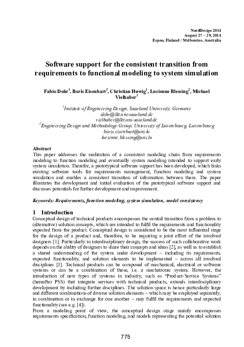 (PDF) Software Support for the Consistent Transition from Requirements to Functional Modeling to ...