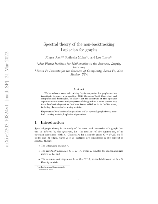 (PDF) Spectral theory of the non-backtracking Laplacian for graphs