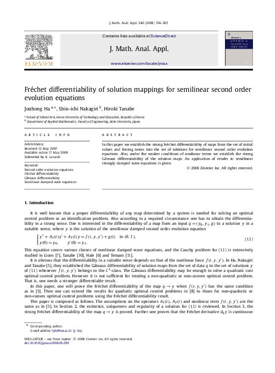(PDF) Fréchet differentiability of solution mappings for semilinear ...
