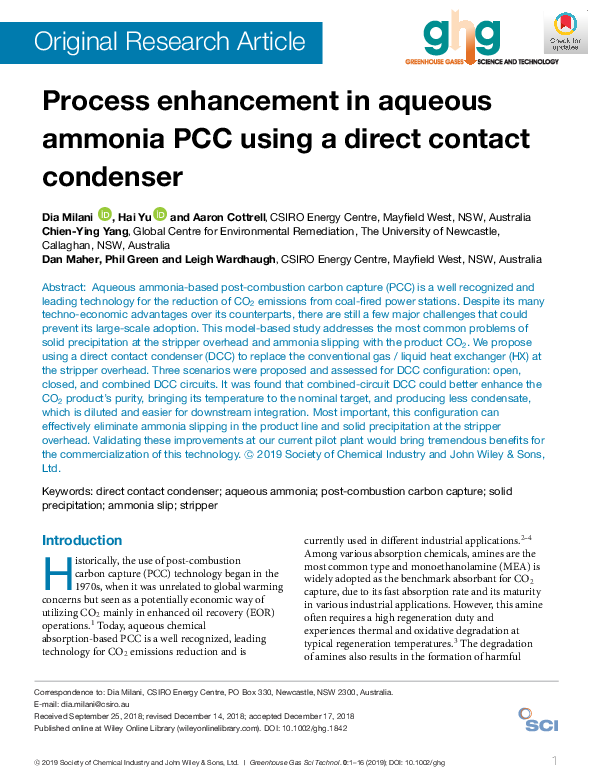 (PDF) Process enhancement in aqueous ammonia PCC using a direct contact ...