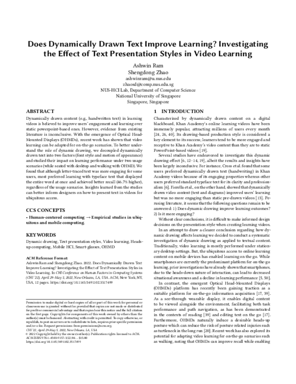 Pdf Does Dynamically Drawn Text Improve Learning Investigating The Effect Of Text