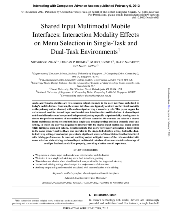 (PDF) Shared Input Multimodal Mobile Interfaces: Interaction Modality Effects on Menu Selection ...