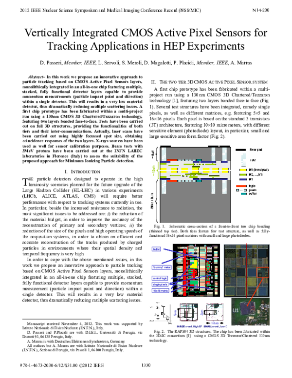 (PDF) Vertically integrated CMOS active pixel sensors for tracking applications in HEP experiments