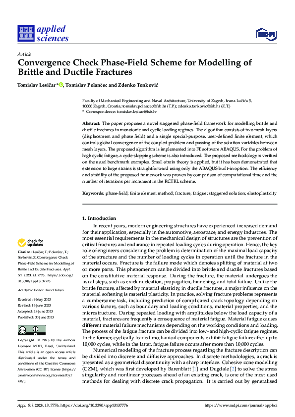(PDF) Convergence Check Phase-Field Scheme for Modelling of Brittle and ...