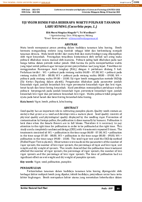 (PDF) UJI VIGOR BENIH PADA BEBERAPA WAKTU POLINASI TANAMAN LABU KUNING ...