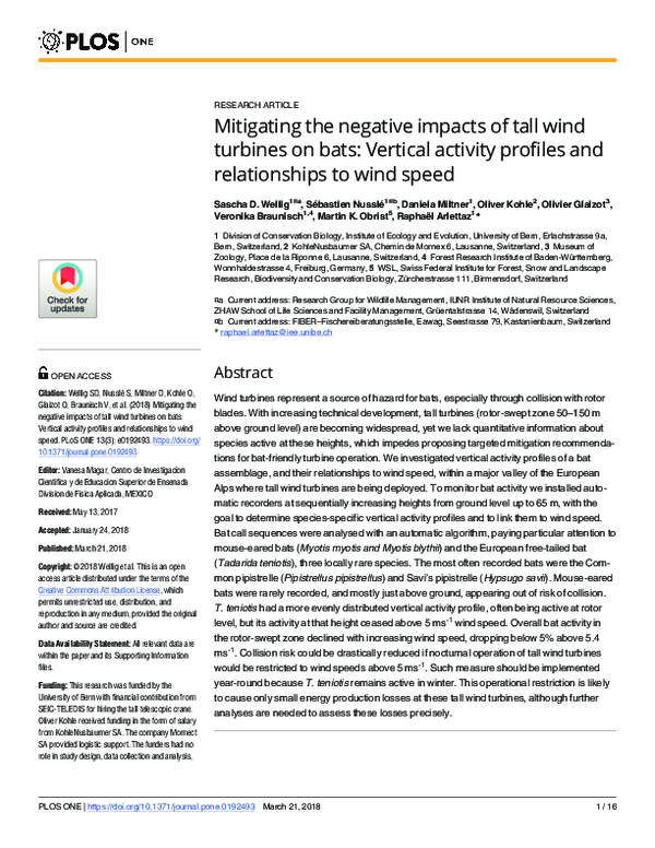 (PDF) Mitigating the negative impacts of tall wind turbines on bats ...