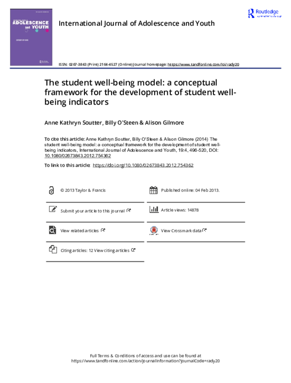 (PDF) The student well-being model: a conceptual framework for the ...