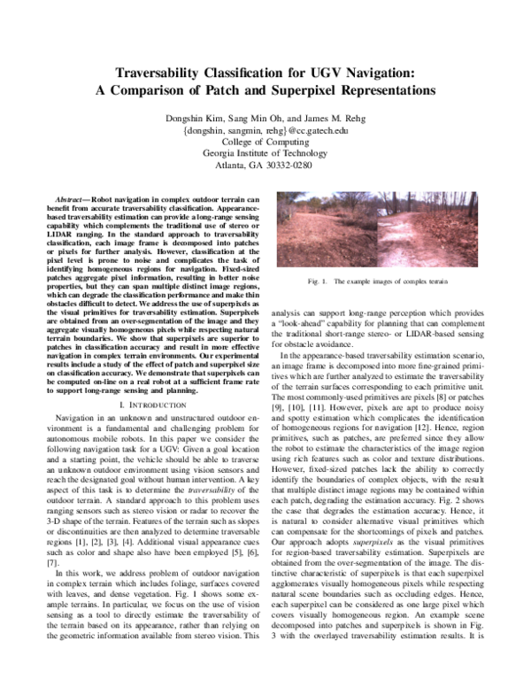 (PDF) Traversability classification for UGV navigation: a comparison of patch and superpixel ...