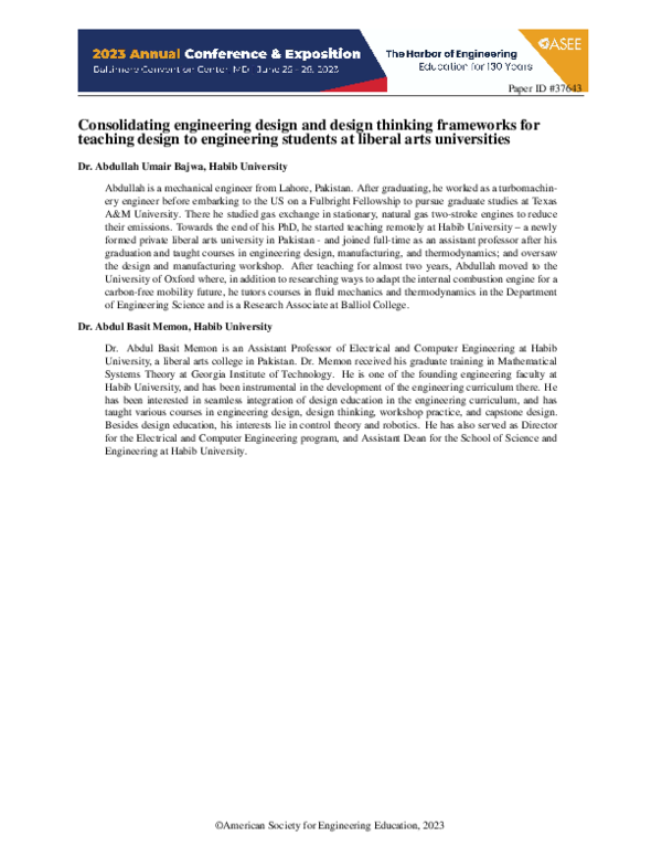 (PDF) Consolidating engineering design and design thinking frameworks ...