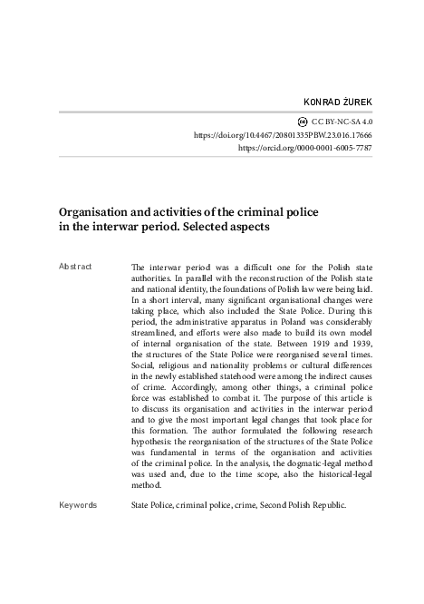 (PDF) Organisation and activities of the criminal police in the ...