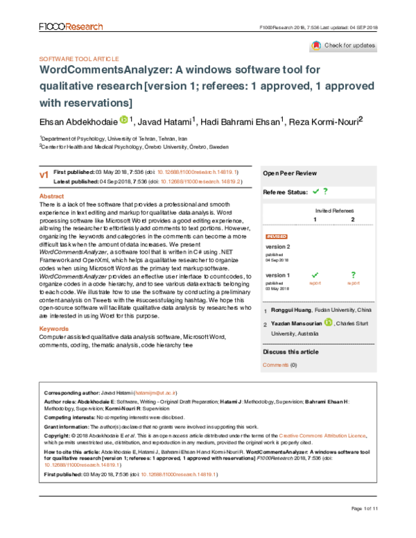 (PDF) WordCommentsAnalyzer: A windows software tool for qualitative ...