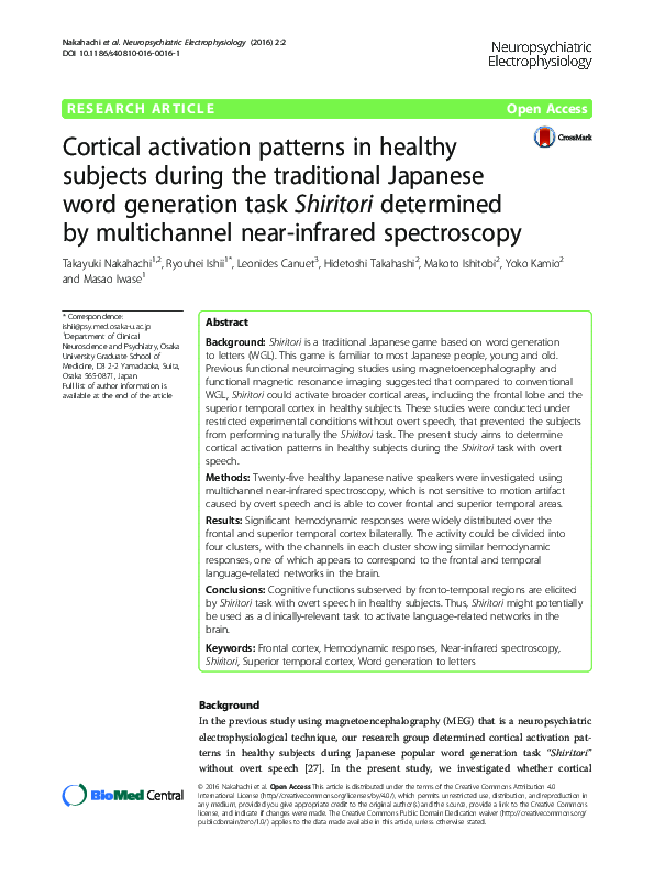 (PDF) Cortical activation patterns in healthy subjects during the traditional Japanese word ...