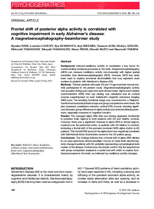 (PDF) Frontal shift of posterior alpha activity is correlated with ...