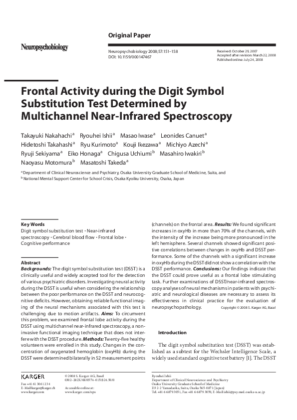 (PDF) Frontal Activity during the Digit Symbol Substitution Test ...