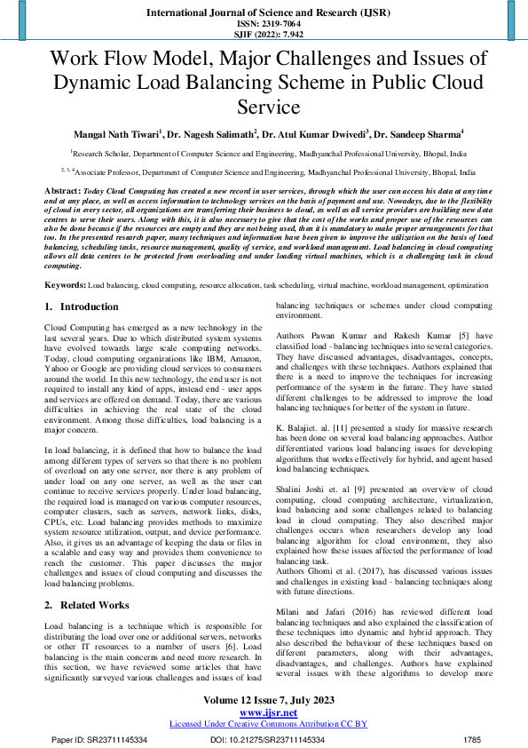 Pdf Work Flow Model Major Challenges And Issues Of Dynamic Load Balancing Scheme In Public