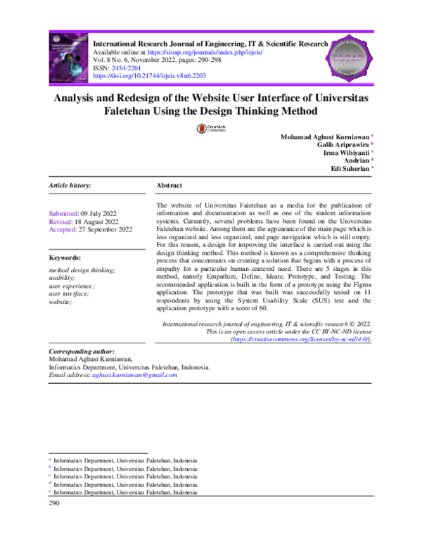 (PDF) Analysis and redesign of the website user interface of Universitas Faletehan using the ...
