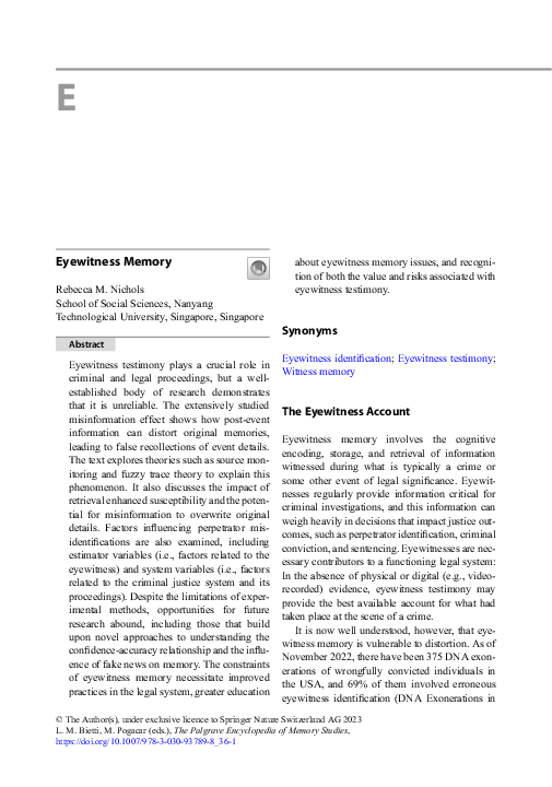 (PDF) Eyewitness Memory