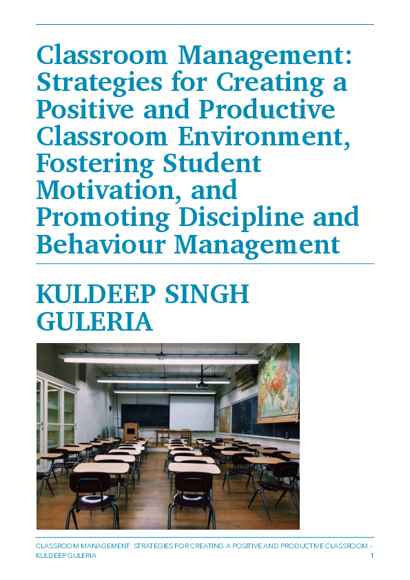 (PDF) Classroom Management: Strategies for Creating a Positive and ...