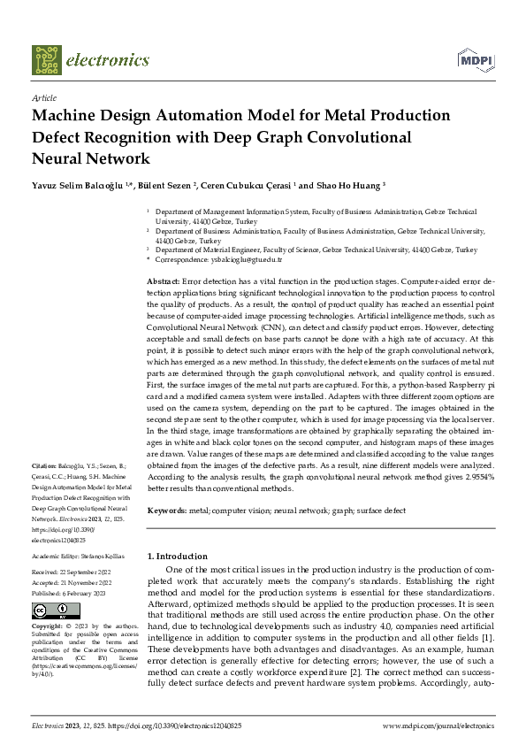 (PDF) Machine Design Automation Model for Metal Production Defect Recognition with Deep Graph ...