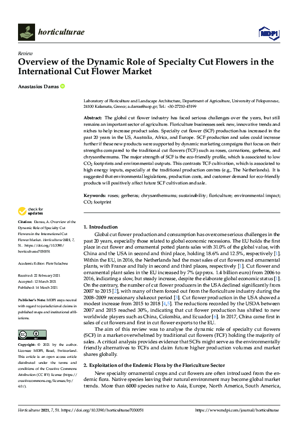 (PDF) Overview of the Dynamic Role of Specialty Cut Flowers in the ...