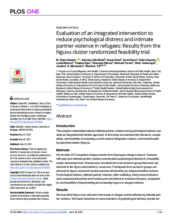 (PDF) Evaluation of an integrated intervention to reduce psychological ...