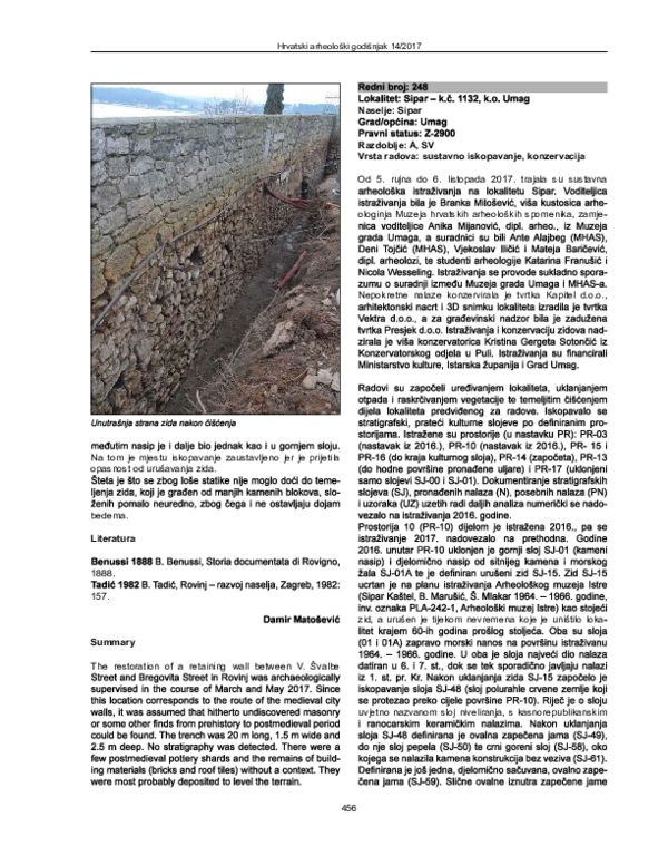 (PDF) Arheološka istraživanja na lokalitetu Sipar 2017 / Archeological ...