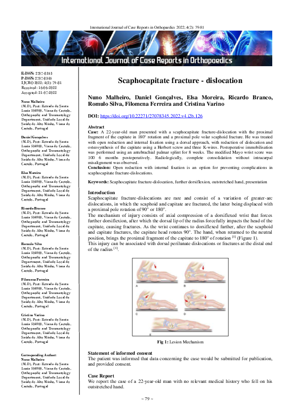 (PDF) Scaphoid fracture with ipsilateral fracture dislocation of the metacarpals: a rare ...
