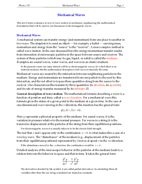 (PDF) Mechanical Waves
