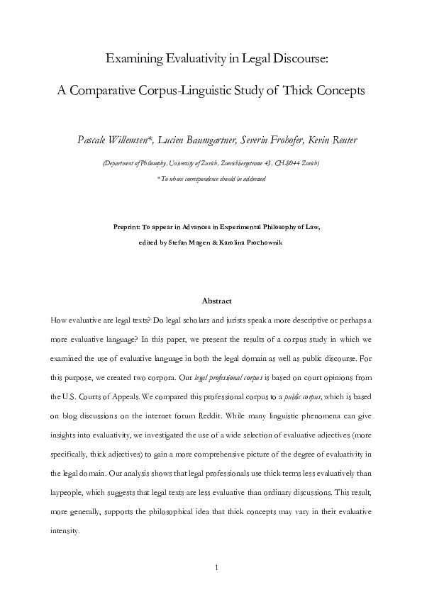 (PDF) Examining Evaluativity in Legal Discourse: A Comparative Corpus ...