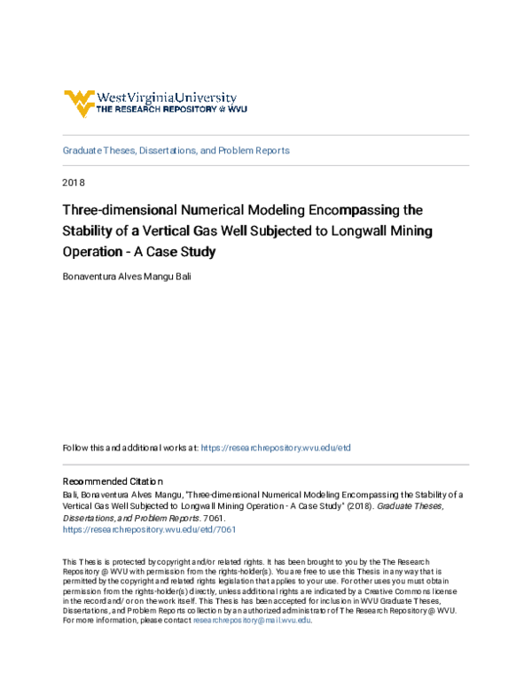 (PDF) Three-dimensional Numerical Modeling Encompassing the Stability of a Vertical Gas Well ...