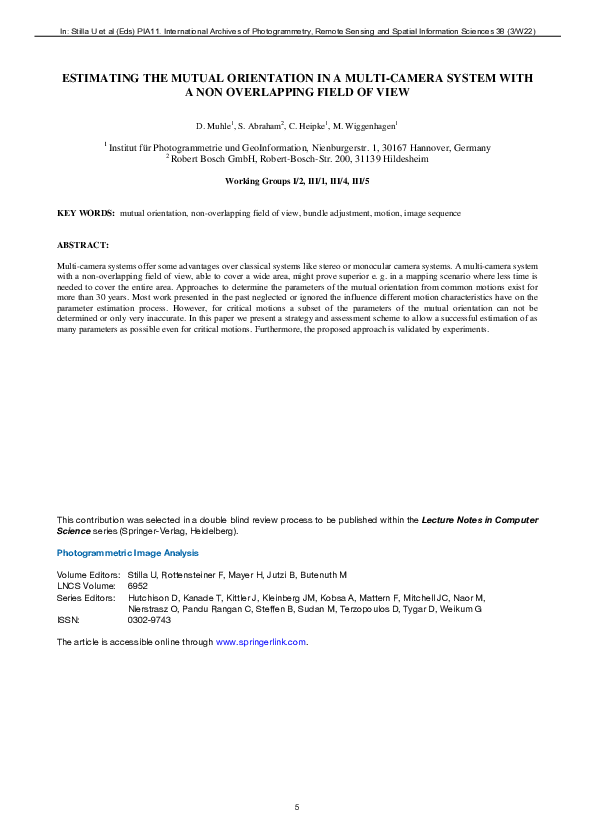 Estimating the Mutual Orientation in a Multi-camera System with a Non Overlapping Field of View