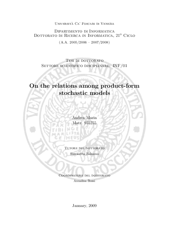 Pdf Stochastic Models Simonetta Balsamo