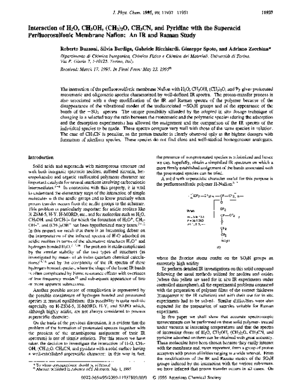 (PDF) Interaction of H2O, CH3OH, (CH3)2O, CH3CN, and Pyridine with the ...