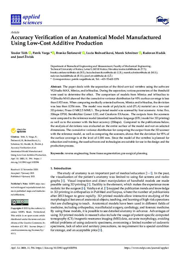 (PDF) Accuracy Verification of an Anatomical Model Manufactured Using ...
