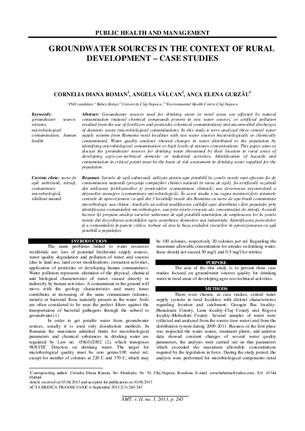 (PDF) Groundwater Sources in the Context of Rural Development - Case Studies