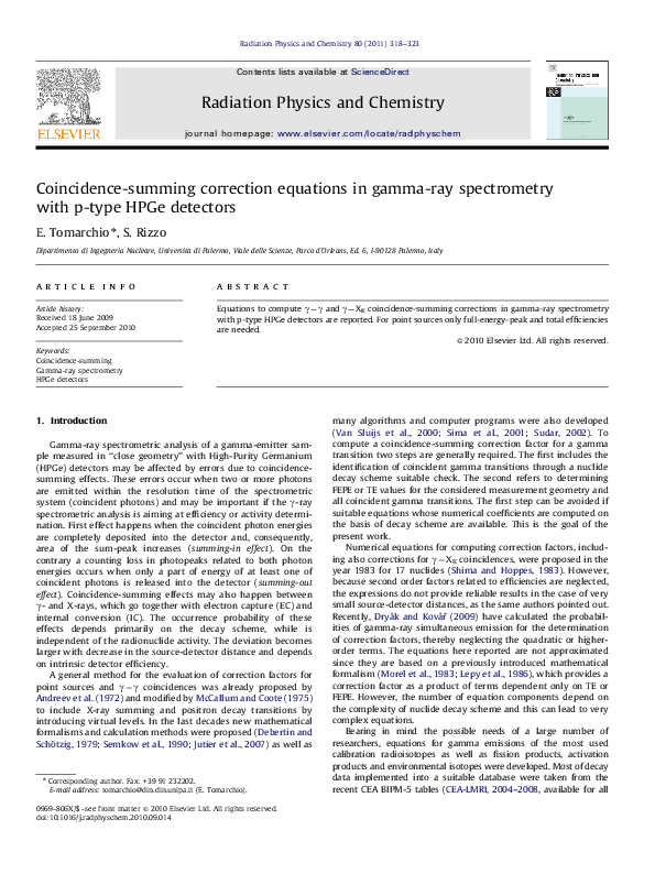 (PDF) Coincidence-summing correction equations in gamma-ray ...