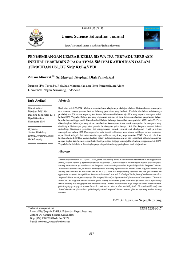 (PDF) Pengembangan Lembar Kerja Siswa Ipa Terpadu Berbasis Inkuiri Terbimbing Pada Tema Sistem ...
