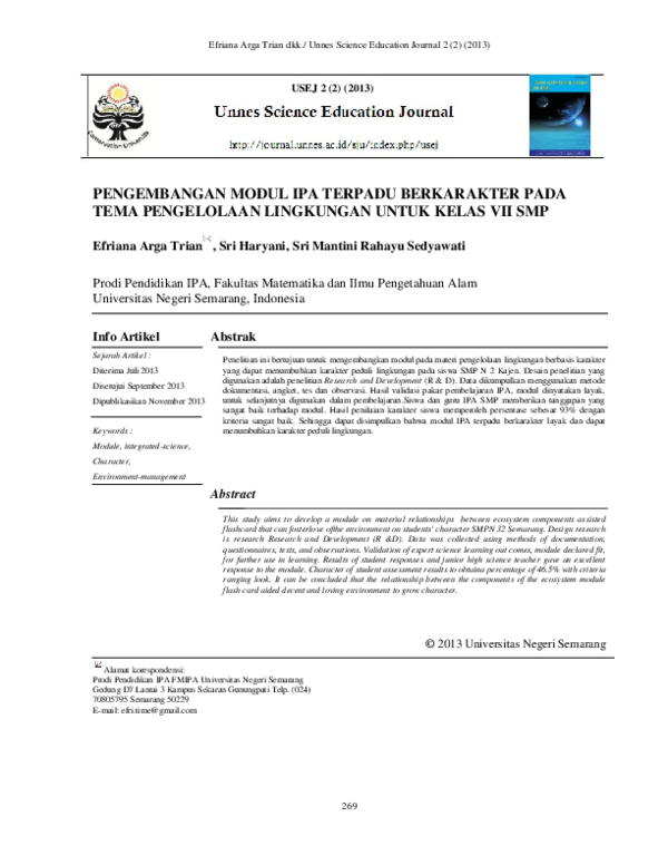 (PDF) Pengembangan Modul Ipa Terpadu Berkarakter Pada Tema Pengelolaan ...