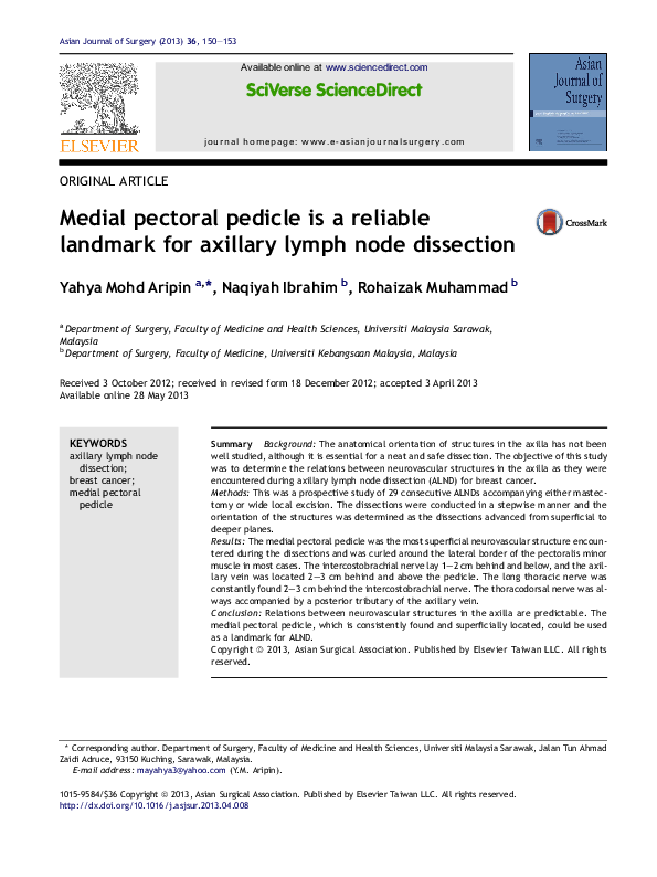 (PDF) Medial pectoral pedicle is a reliable landmark for axillary lymph ...
