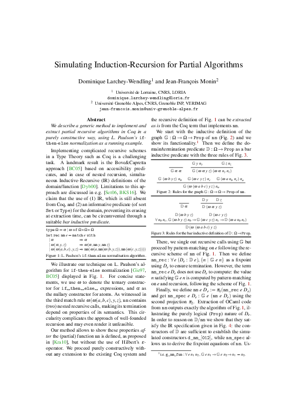 (PDF) Simulating Induction-Recursion for Partial Algorithms