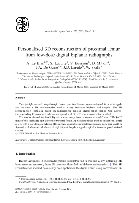 (PDF) Personalised 3D reconstruction of proximal femur from low-dose ...