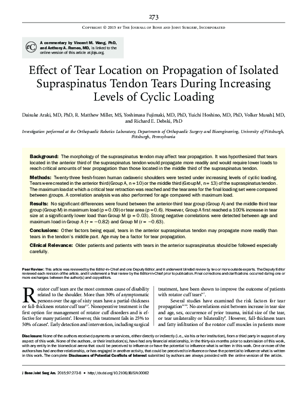 (PDF) Effect of tear location on propagation of isolated supraspinatus ...