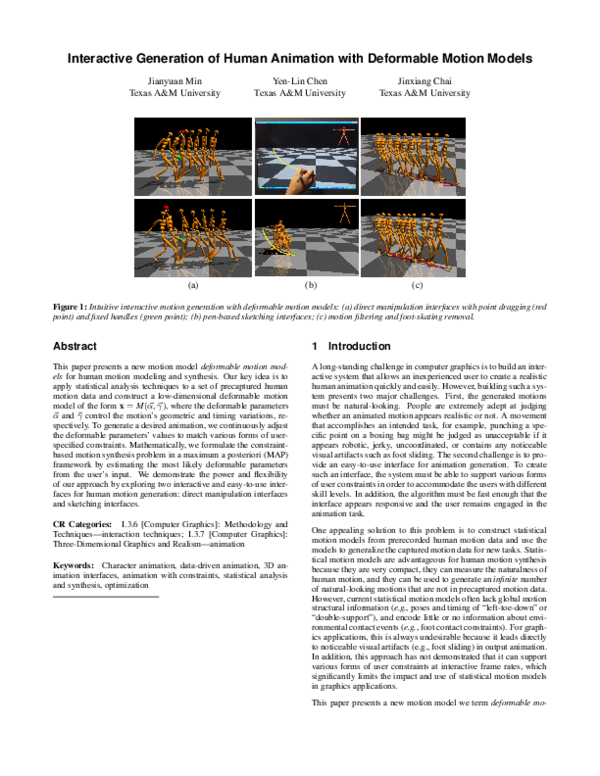 (PDF) Interactive generation of human animation with deformable motion models